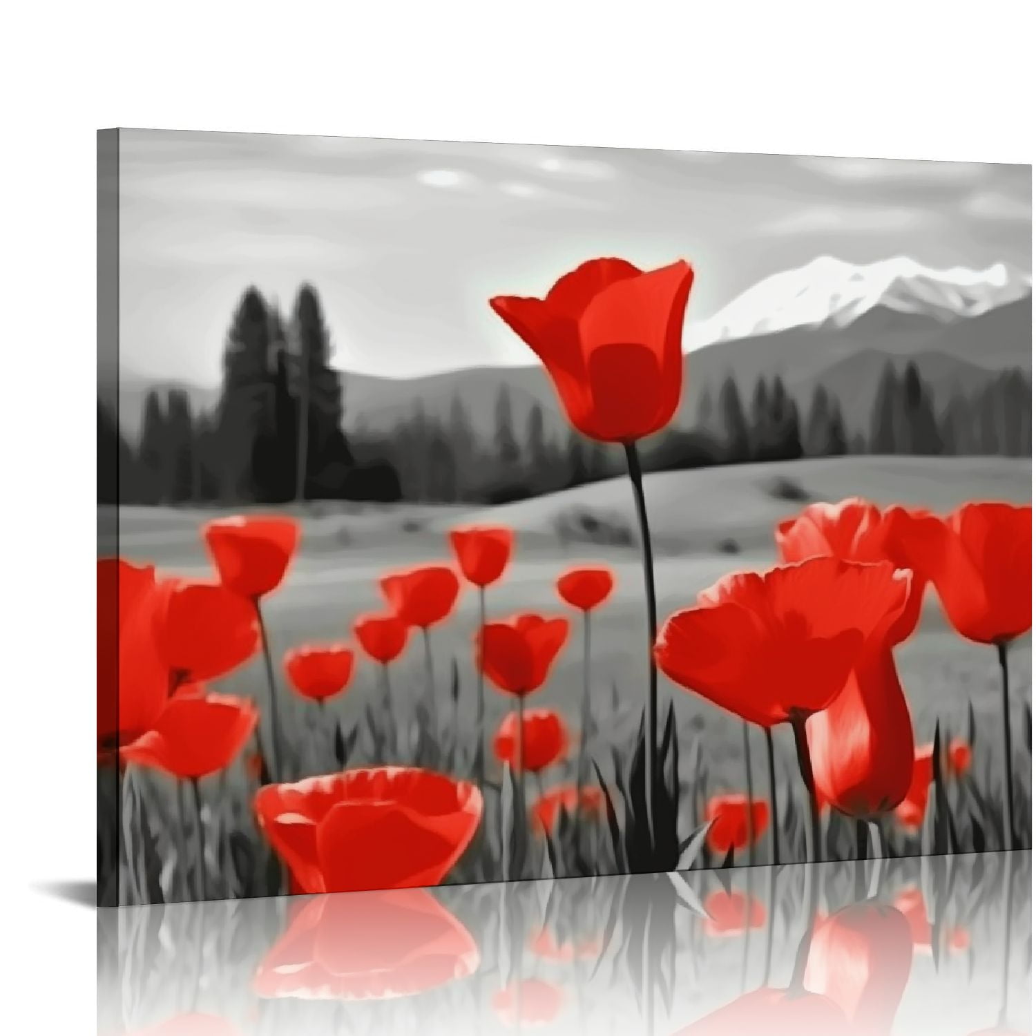 ONETECH Tulips Pictures Wall Art Red Flower Painting Red Tulips Wall ...