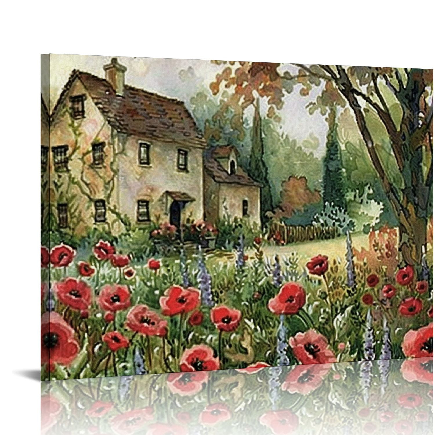 ONETECH Tuscan Poppy Landscape Canvas Wall Art Print, Countryside Home ...