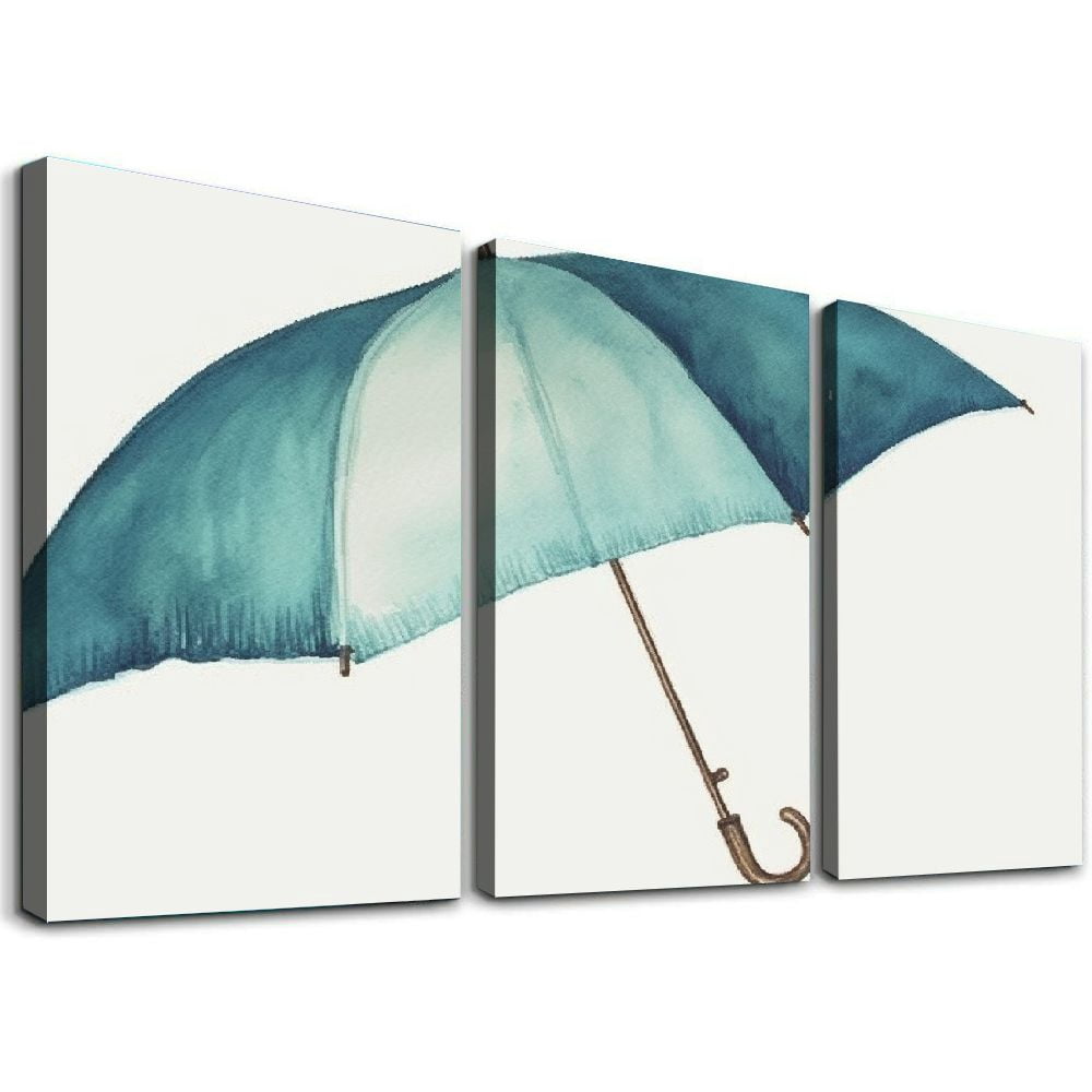 ONETECH Umbrella Wall Decor 12''x16''X3 Panels Vintage Watercolor ...