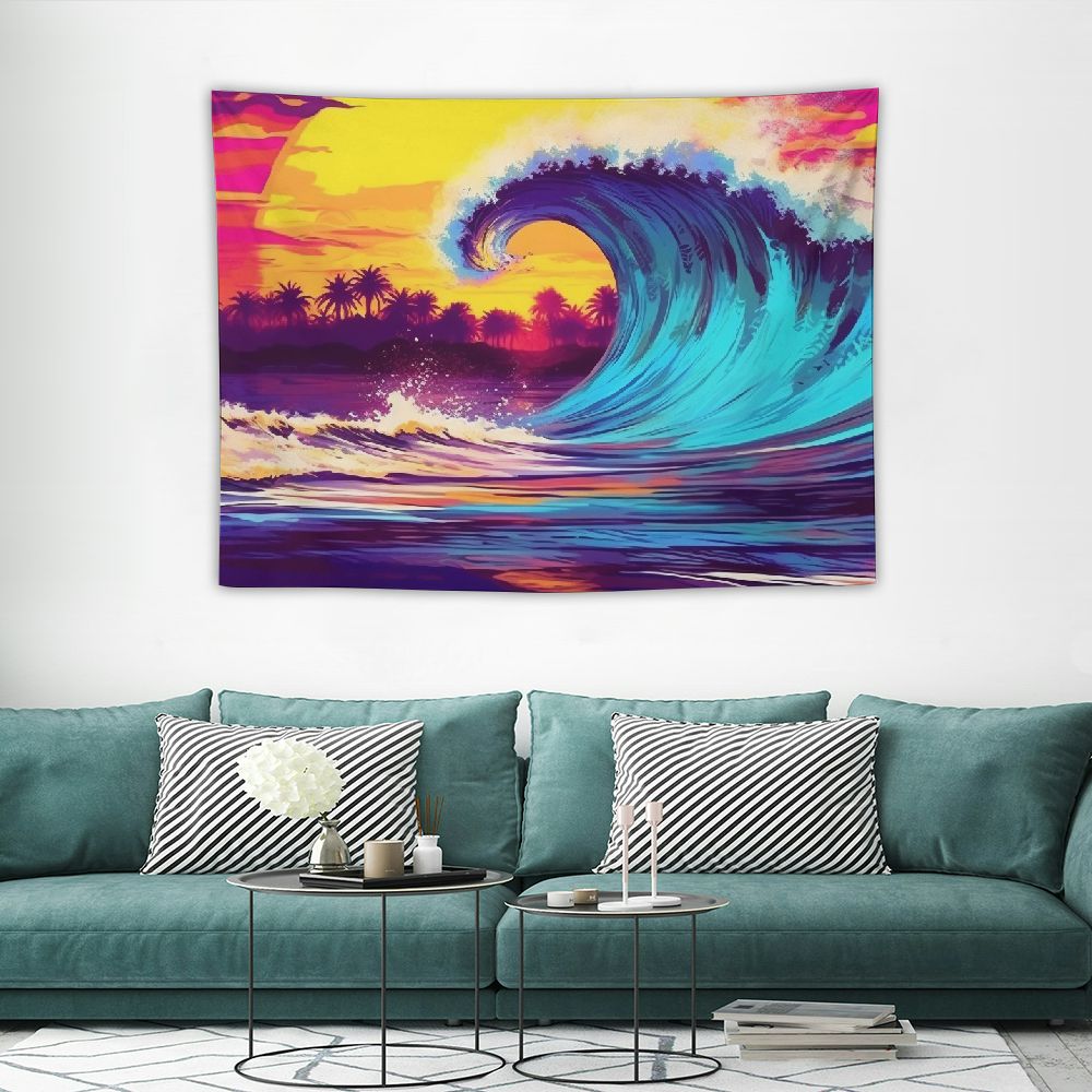 ONETECH by Unbranded Colorful Painting Ocean Wave Tapestry Sunset ...