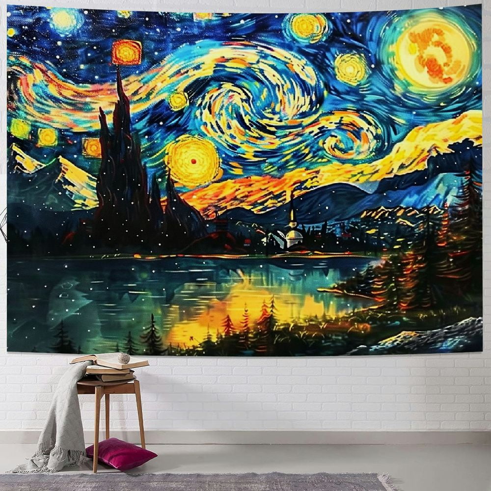 ONETECH Van Gogh Tapestry Starry Night Tapestries Trippy Mountain ...