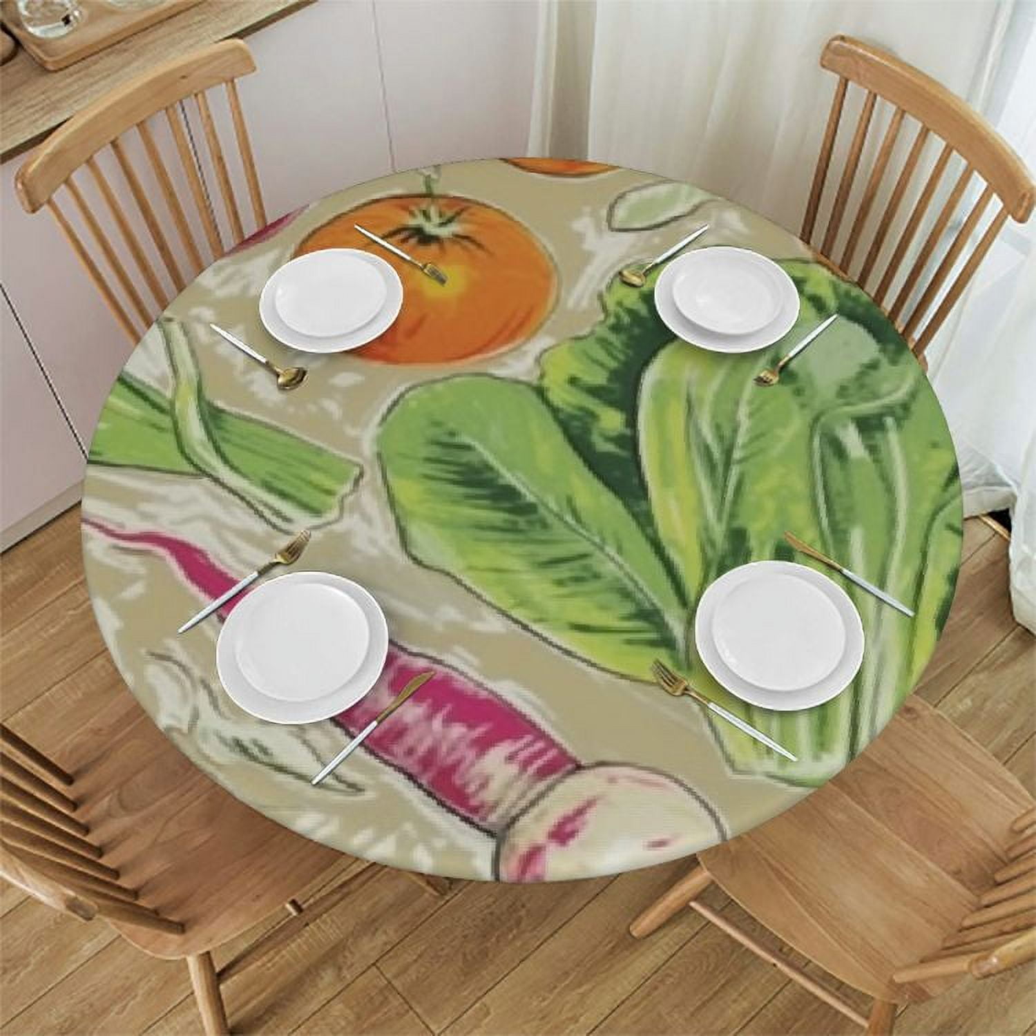 FUMJ Vegetables Pattern Round Tablecloth Reusable Circle Table Cover ...