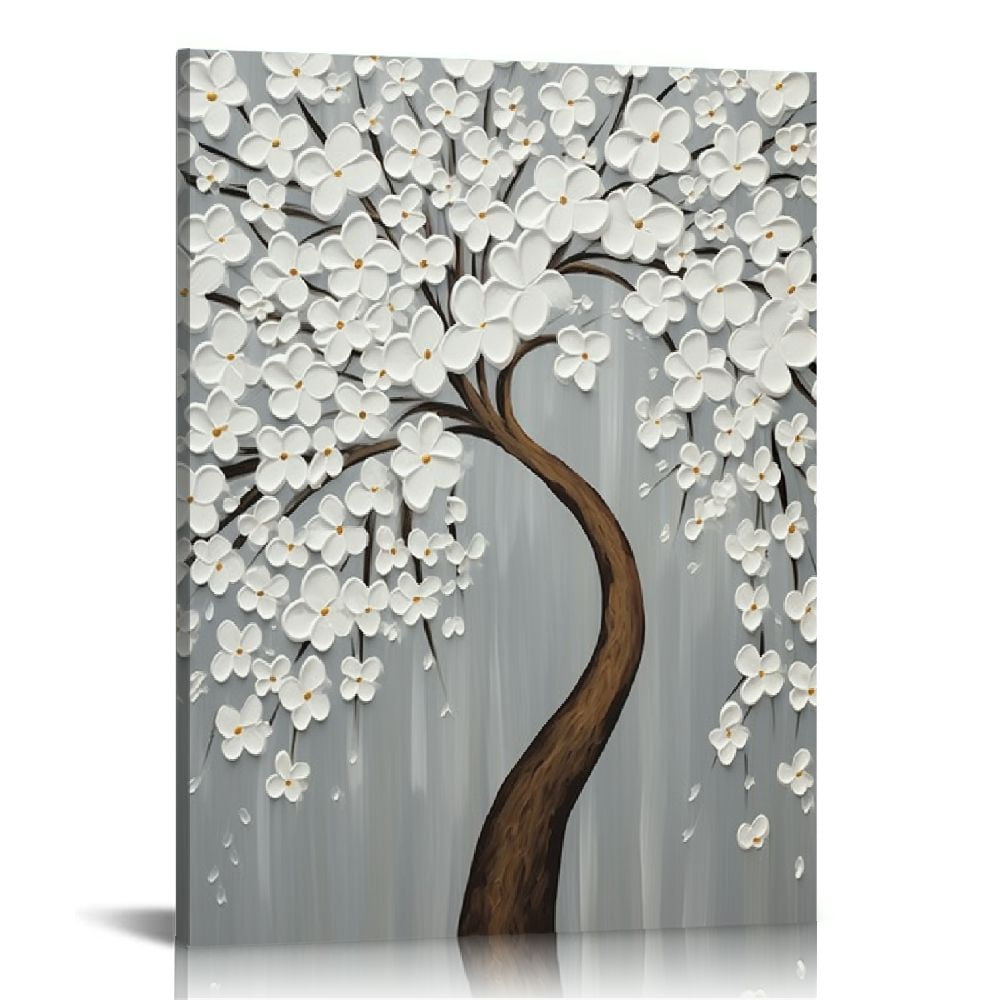 ONETECH Vertical Abstract 3D Modern Oil Painting on Canvas Wall Art, Handmade Abstract Floral ...