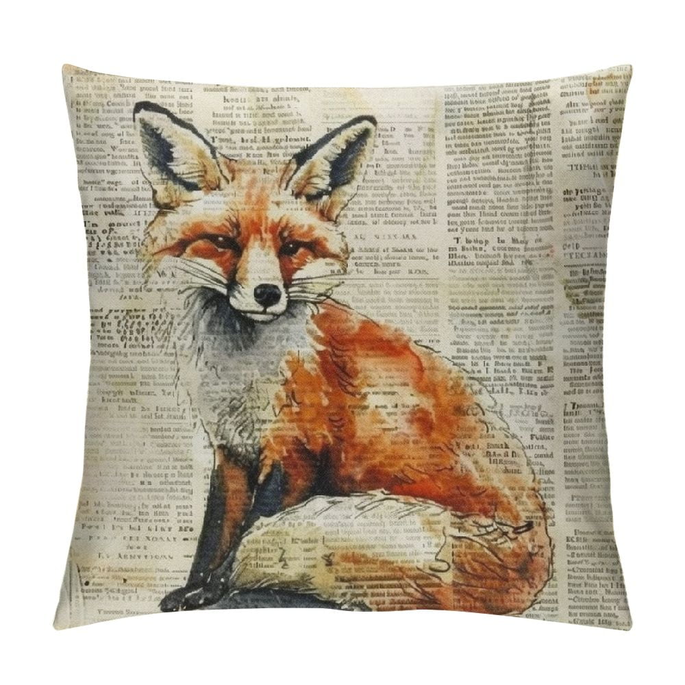 FUMJ Vintage Animal Throw Pillow Covers Wild Animals Black Bear Fox Owl ...