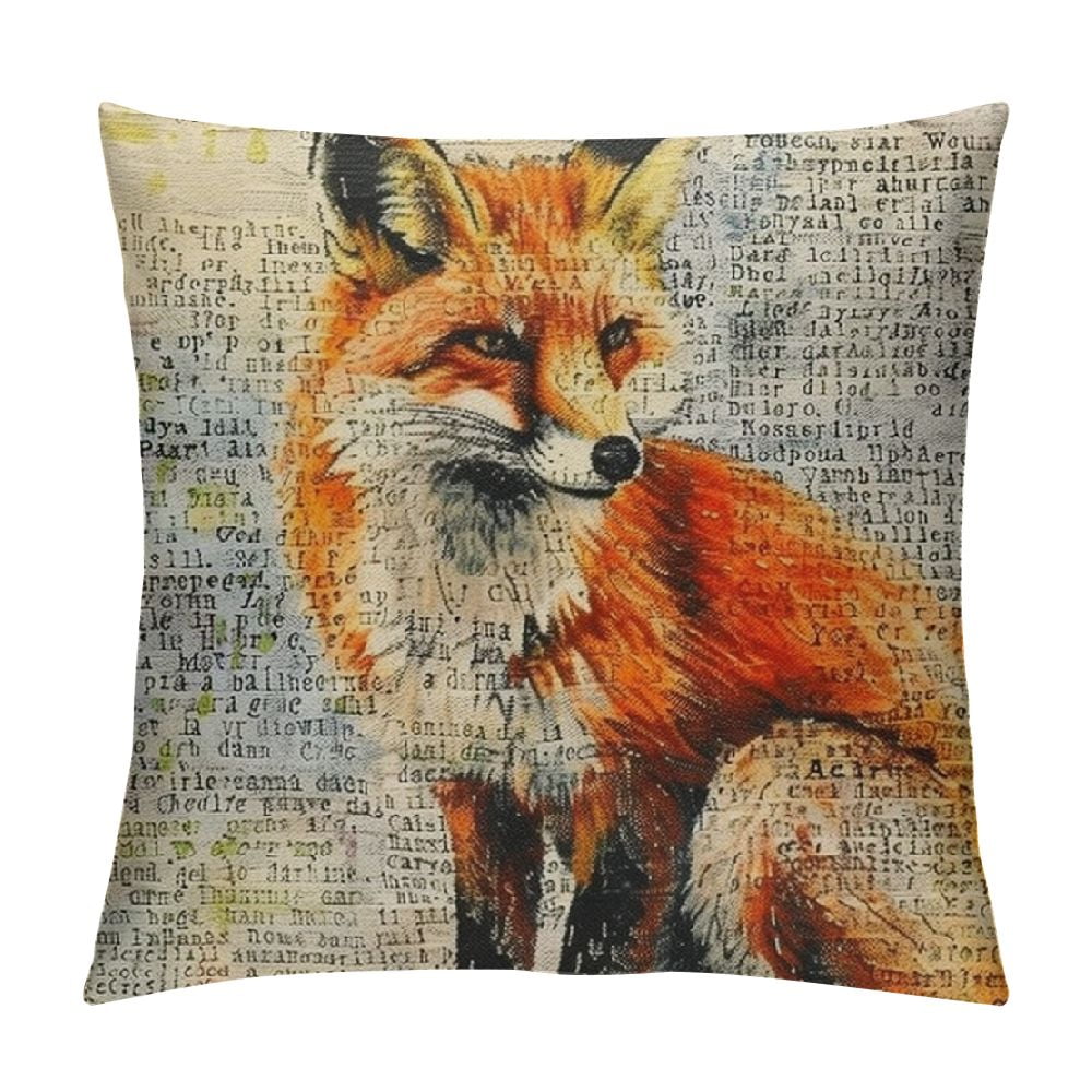 FUMJ Vintage Animal Throw Pillow Covers Wild Animals Black Bear Fox Owl ...