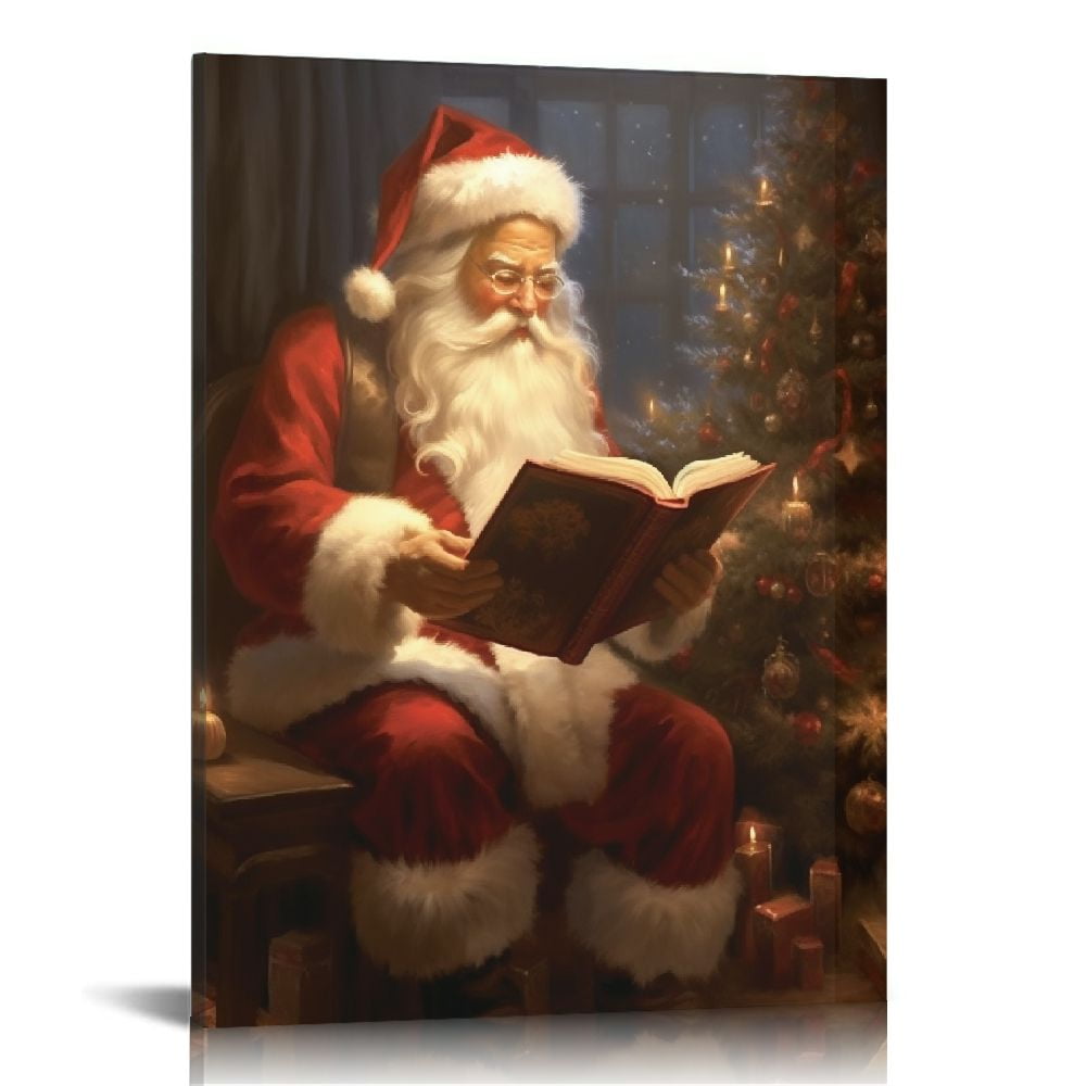 ONETECH Vintage Christmas Wall Art Home Decor Santa Claus Snowman Poster Canvas Print Christmas ...