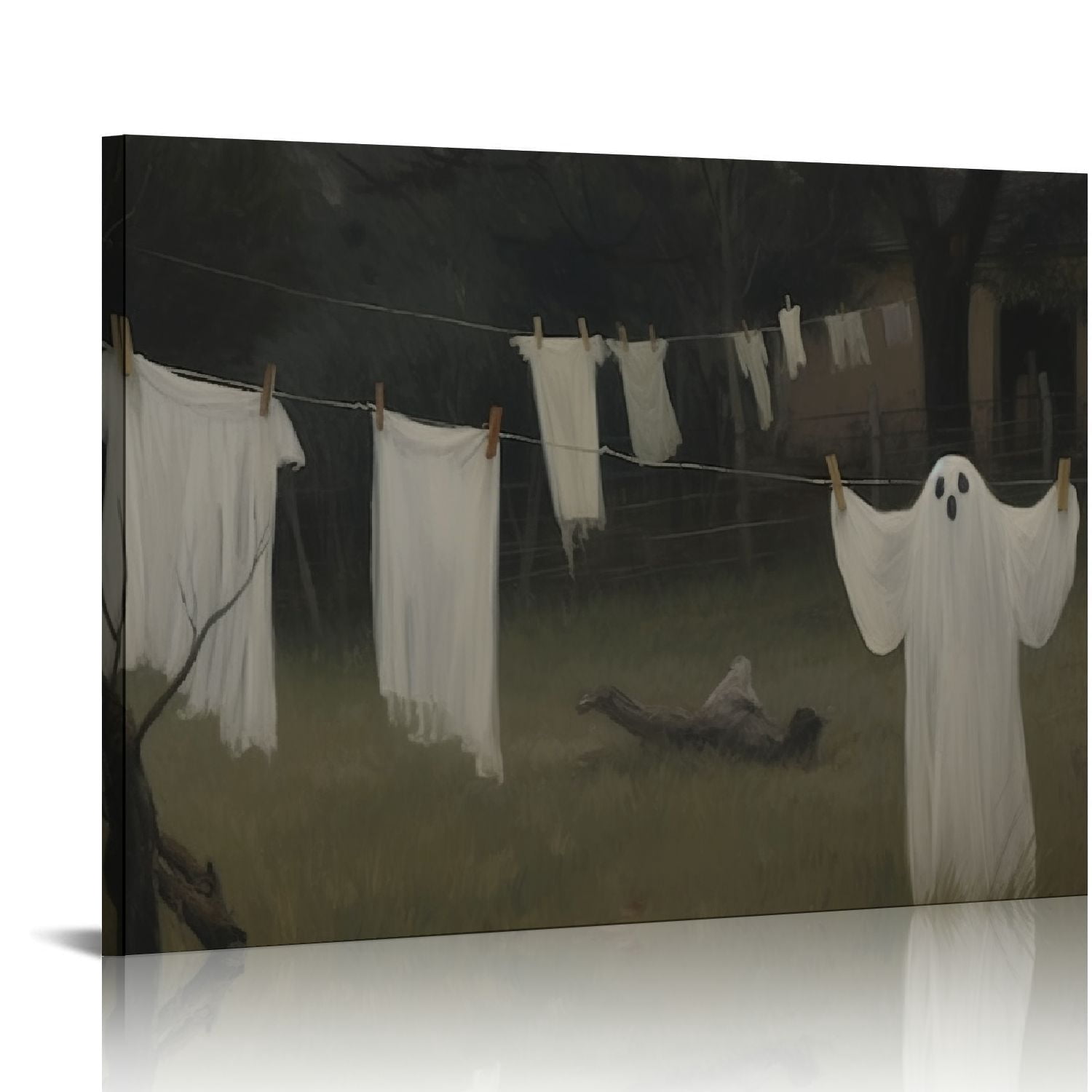 ONETECH Vintage Cute Ghost Canvas Wall Art Trendy Laundry Room Decor ...