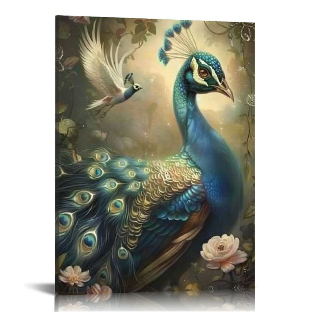 ONETECH Vintage Elegant Peacock Canvas Wall Art Aesthetic Peacocks ...