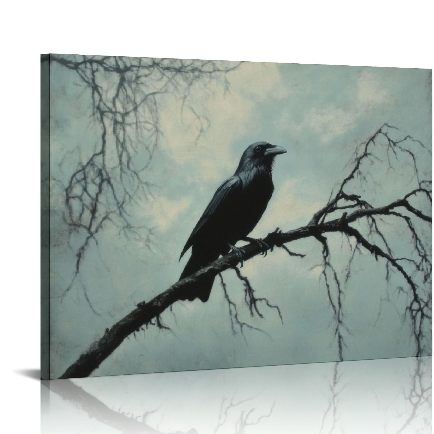 ONETECH Vintage Halloween Wall Art - Black Crow Canvas Prints - Gothic ...