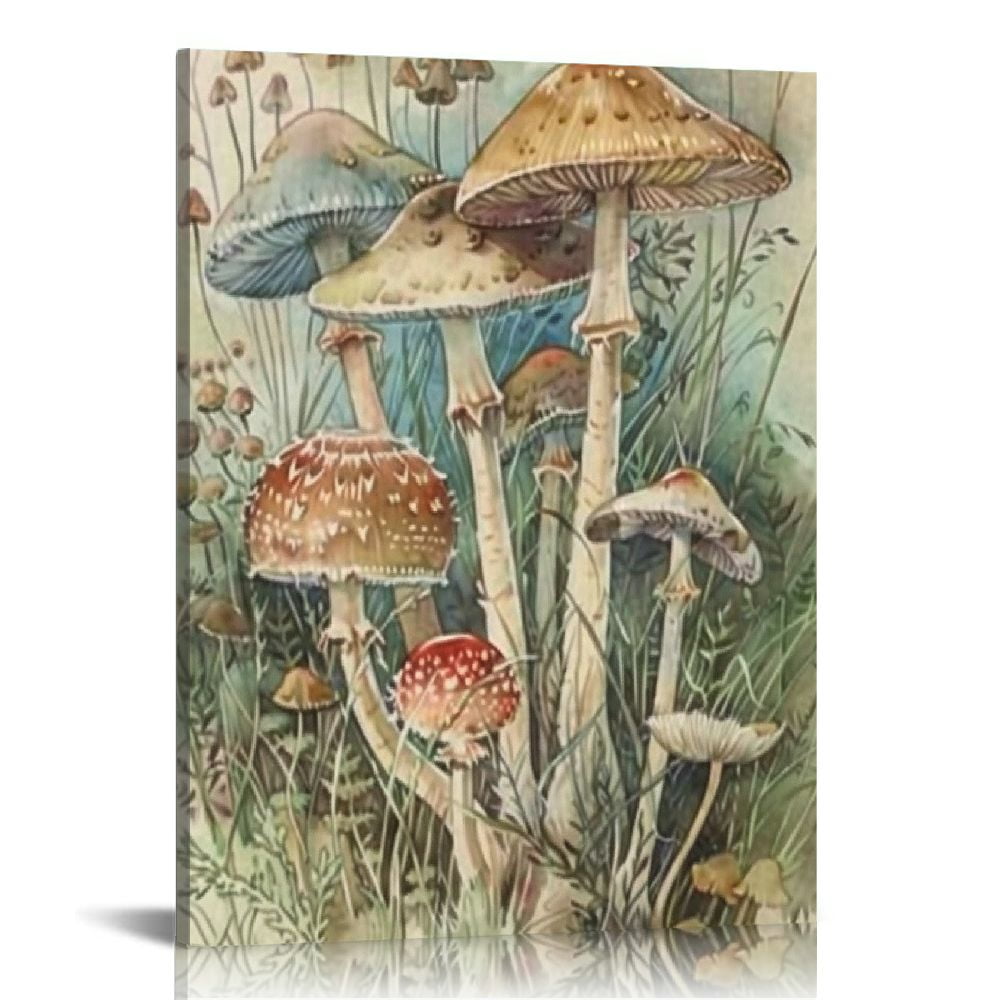 ONETECH Vintage Mushroom Botanical Wall Art Mushroom Kitchen Decor ...