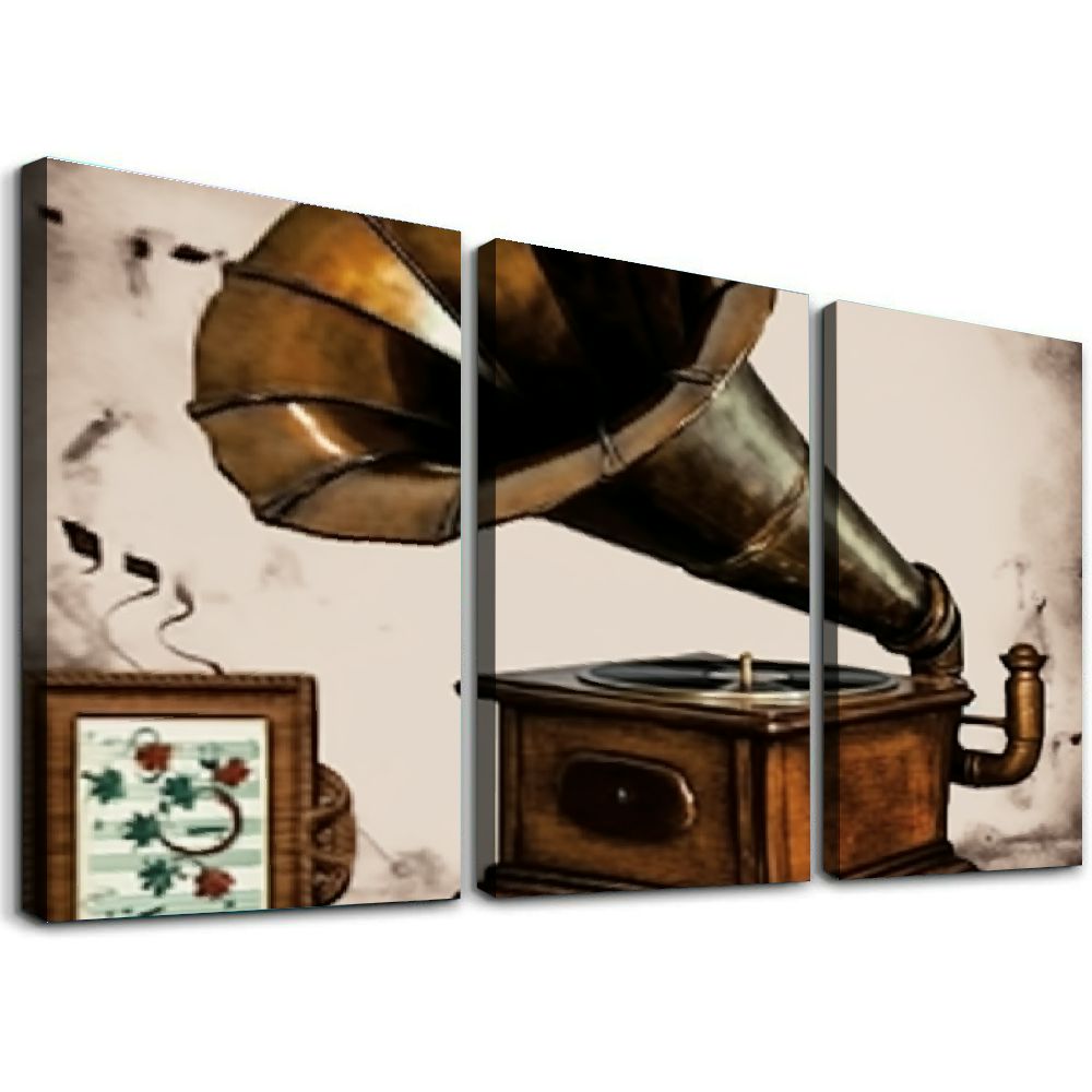 ONETECH Vintage Music Canvas Wall Art Antique Record Phonograph ...