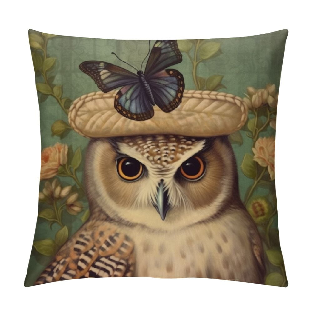 ONETECH Vintage Owl Throw Pillow Covers Forest Bird Outdoor Spring ...