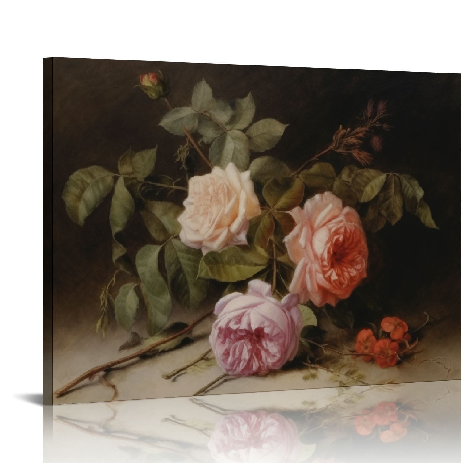 ONETECH Vintage Pink Rose Rustic Farmhouse Wall Art Decor - Large ...