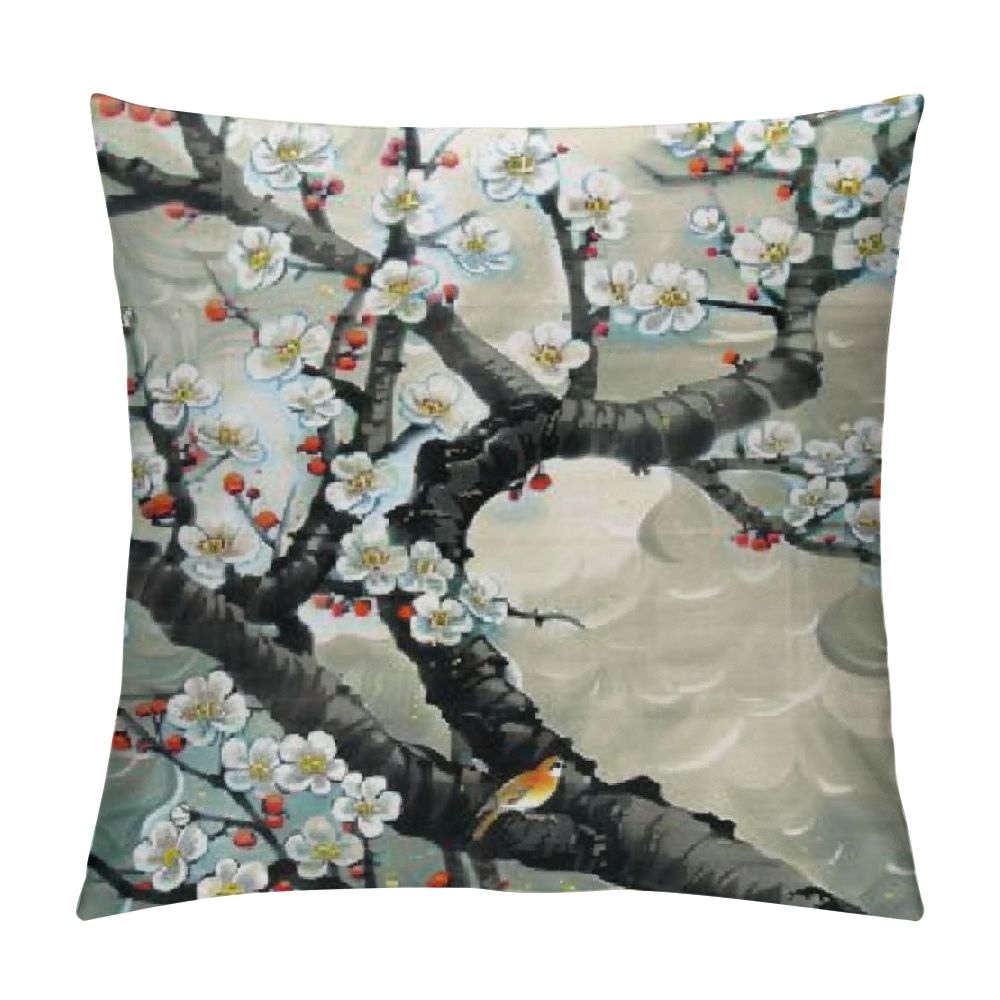 ONETECH Vintage Plum Blossom Throw Pillow Covers ,Retro Traditional ...