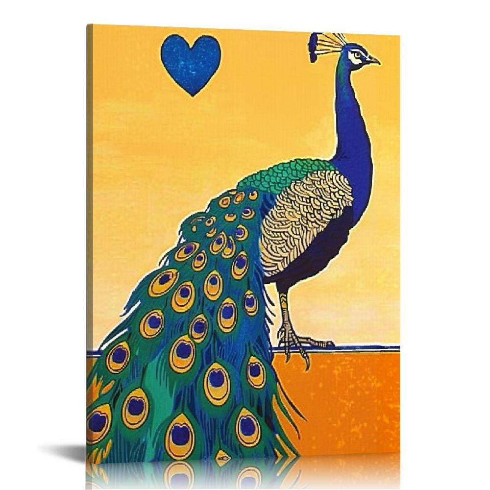 ONETECH Vintage Poster - Retro Peacock Print - Art Deco Gift for Men ...