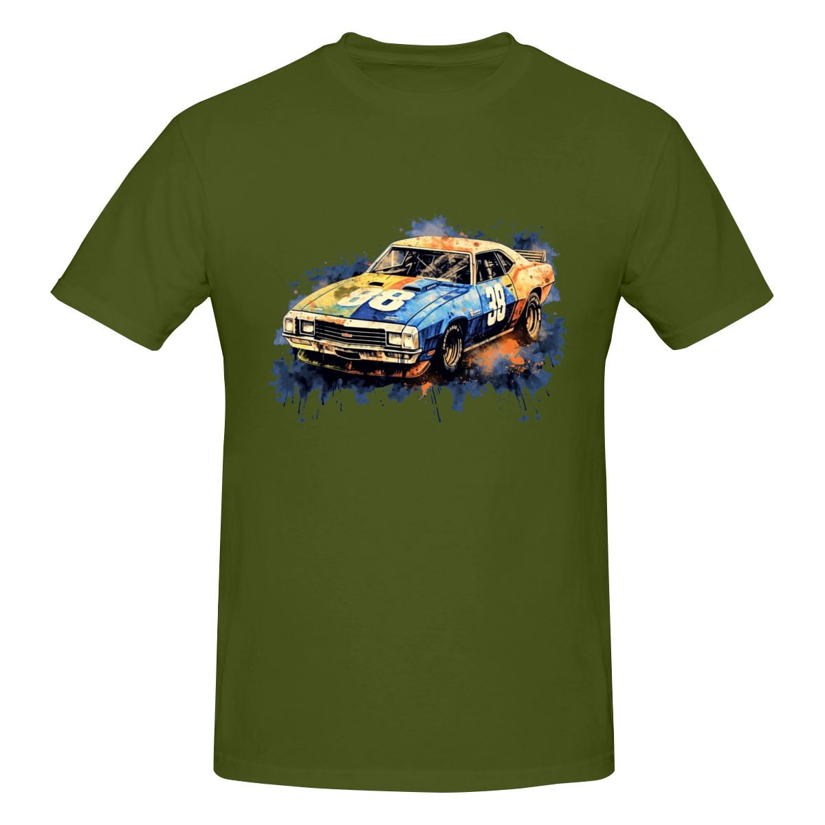 ONETECH Vintage Racing Mens Graphic T Shirt 100% Cotton Round Neck Tee Moss Green - Walmart.com