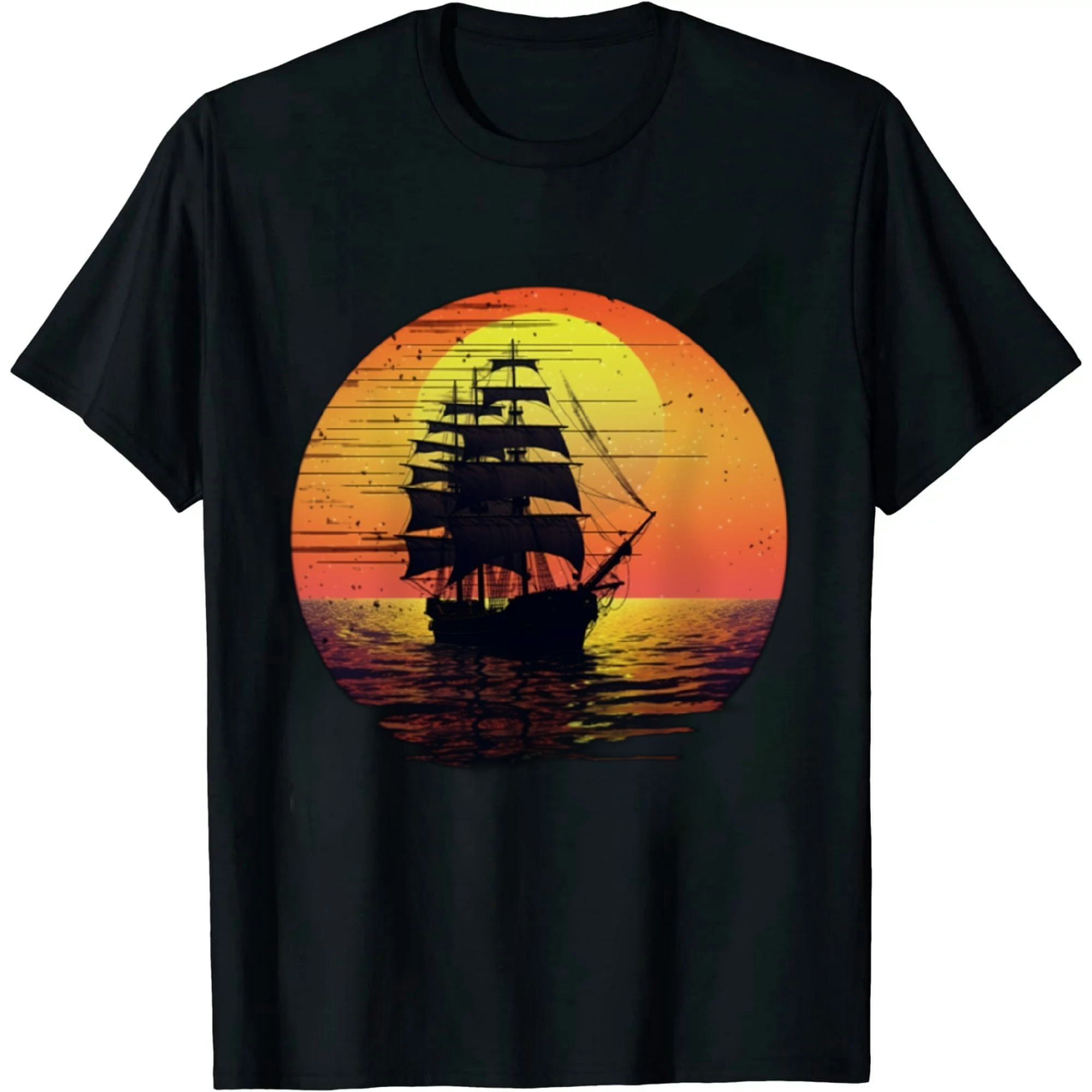 ONETECH Vintage Sailing Pirate Ship Captain Nautical Sailboat Sailor T ...