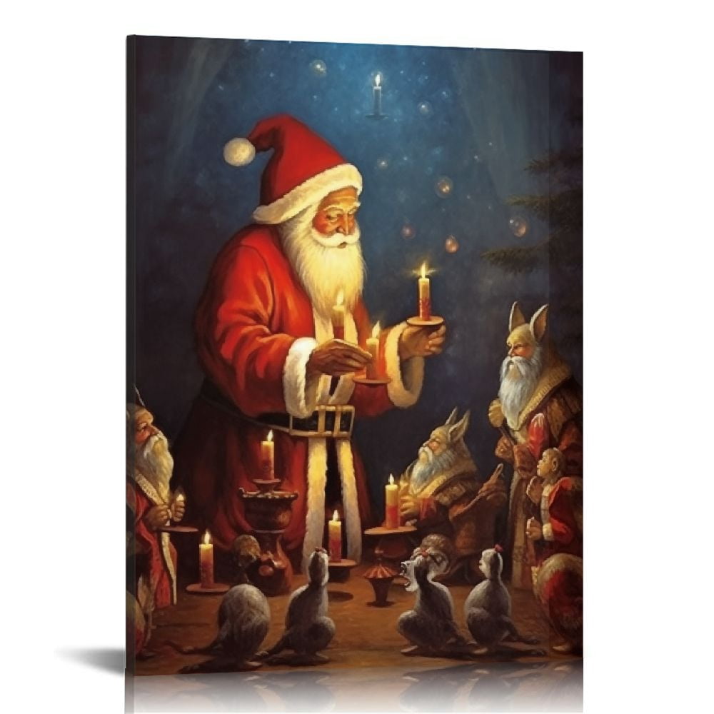 ONETECH Vintage Santa Claus Poster Merry Christmas Decoration Canvas ...