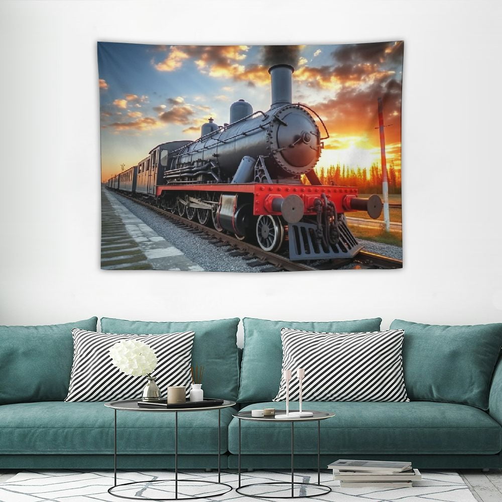 ONETECH Vintage Steam Train Tapestry Old Engine Train Retro Wall ...