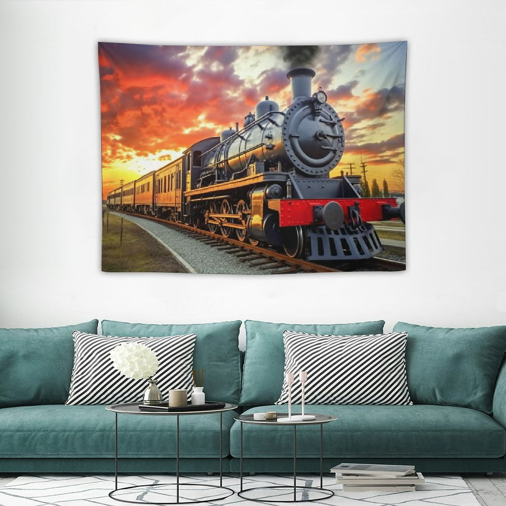 ONETECH Vintage Steam Train Tapestry Old Engine Train Retro Wall ...