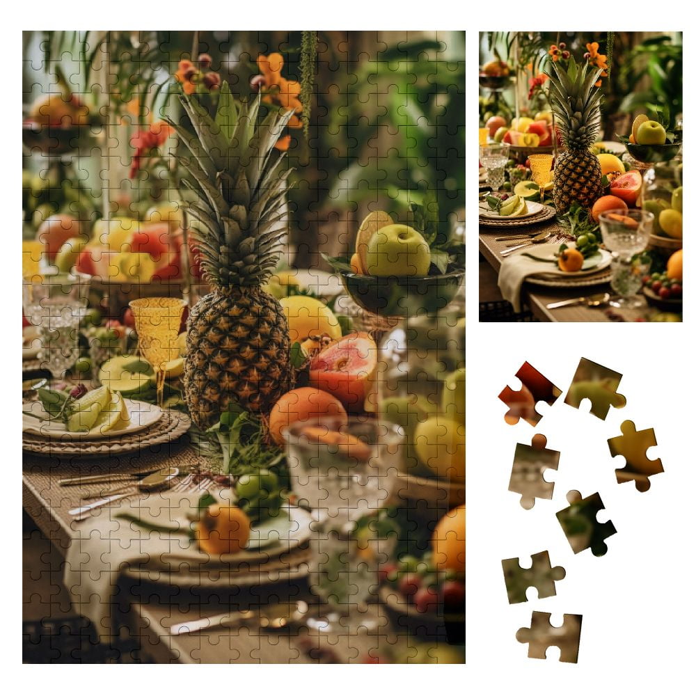 ONETECH Vintage Themed Fruits Wooden Jigsaw Puzzle for Restaurants or ...