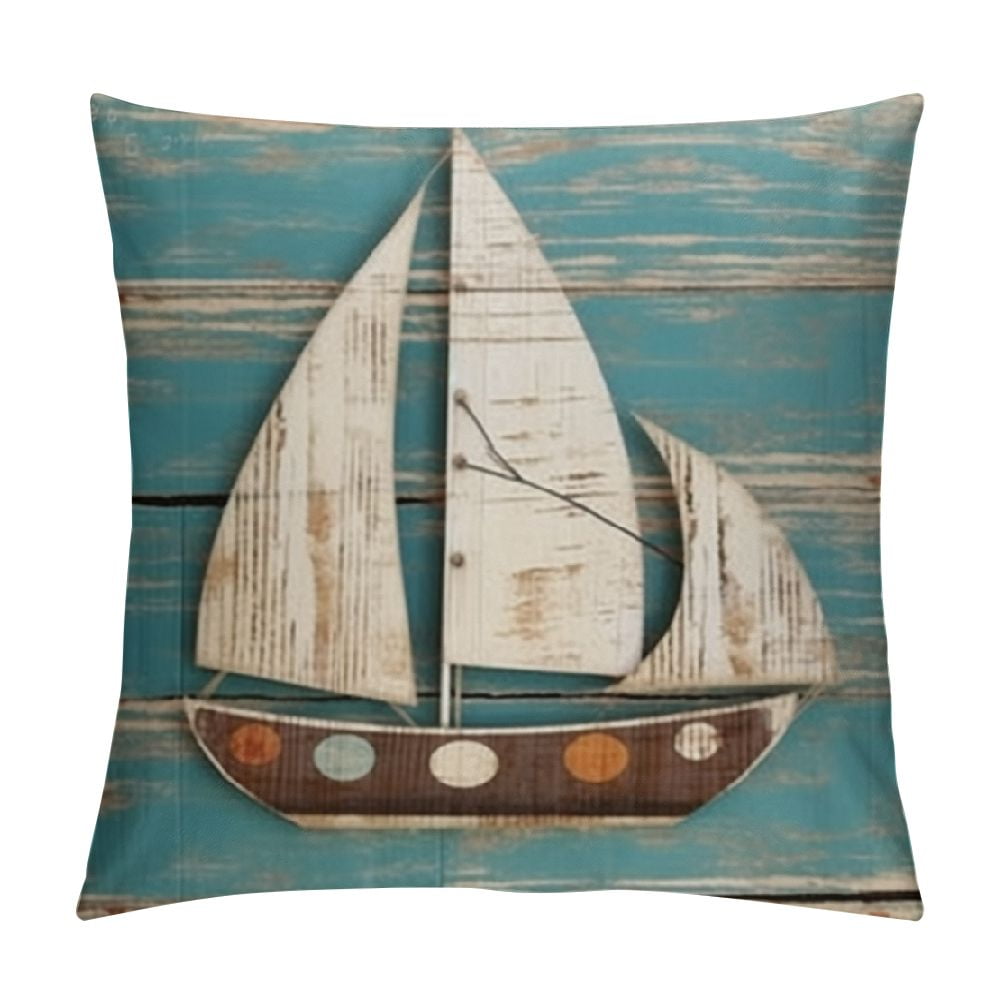 ONETECH Vintage Wooden Board Nautical Ship Wheel Boating Anchor Compass ...