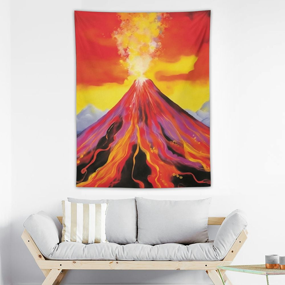 ONETECH Volcano Tapestry, Digital Painting of Mountain Smoke Vibrant ...
