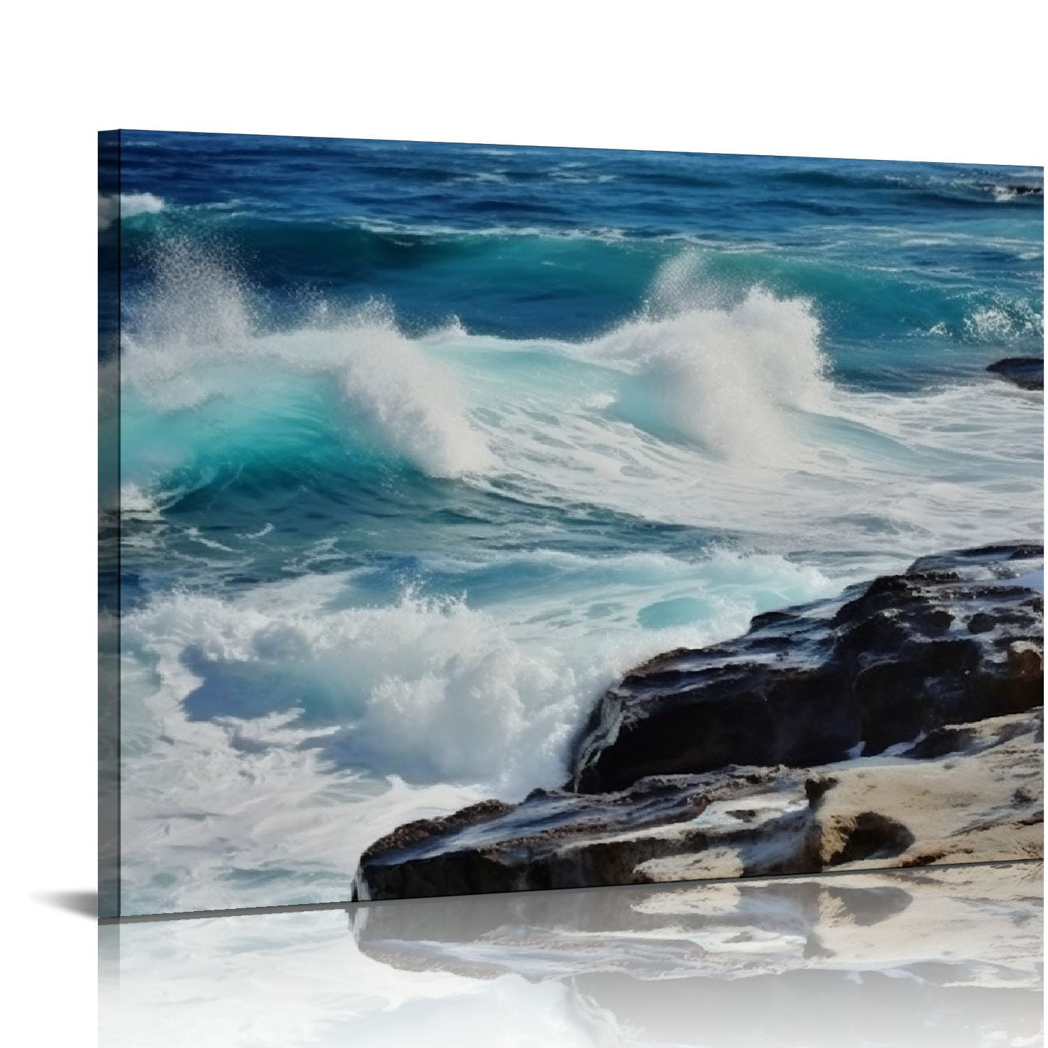 ONETECH Wall Art Canvas Painting Collapsing Wave on the Beach Clear ...