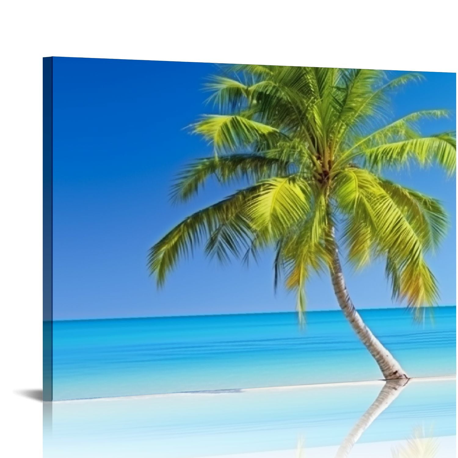 ONETECH Wall Art Canvas Painting Palms and Beach A Beach With Palm ...