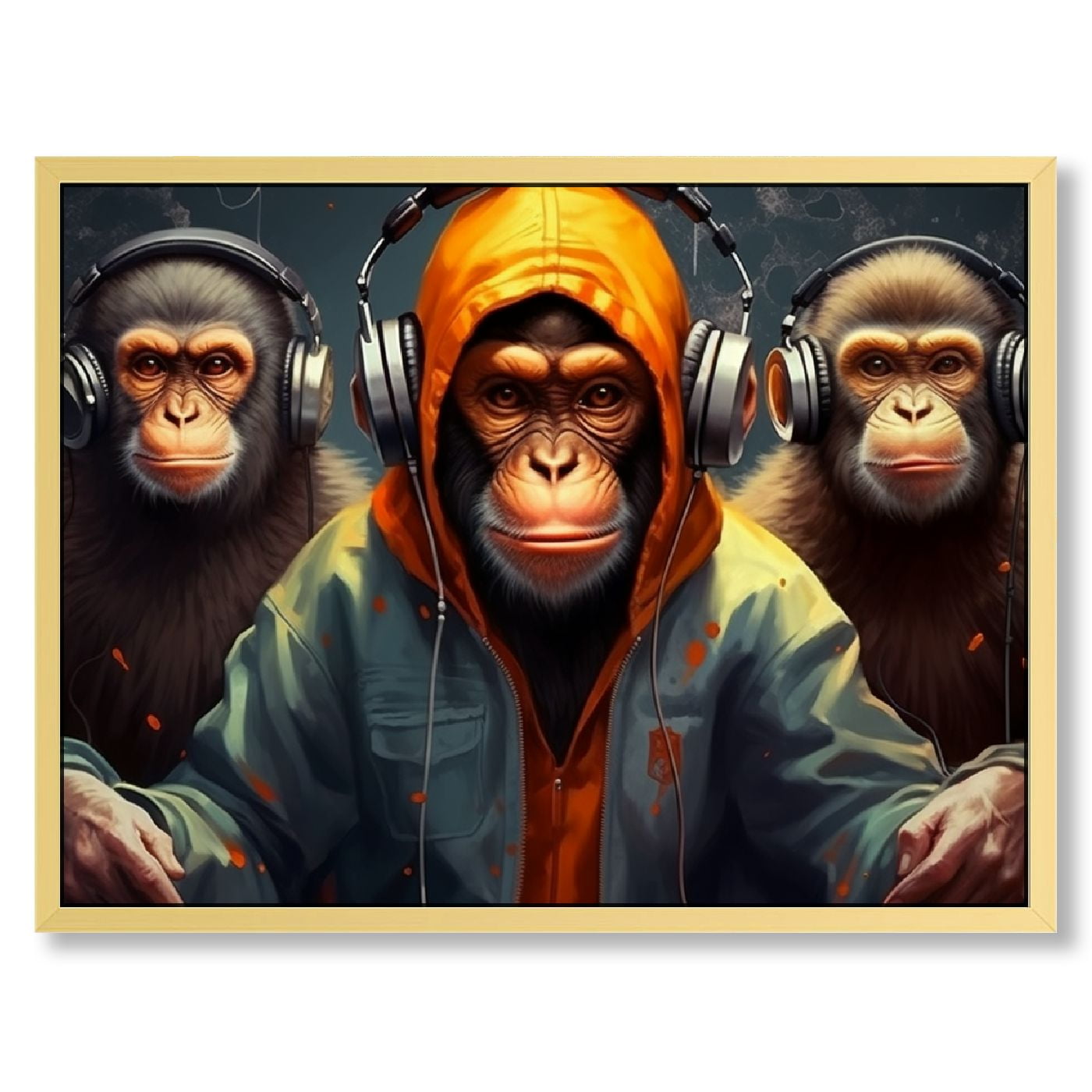 FUMJ Wall Art, Graffiti Art Prints, Three Funny Monkeys Canvas Painting ...