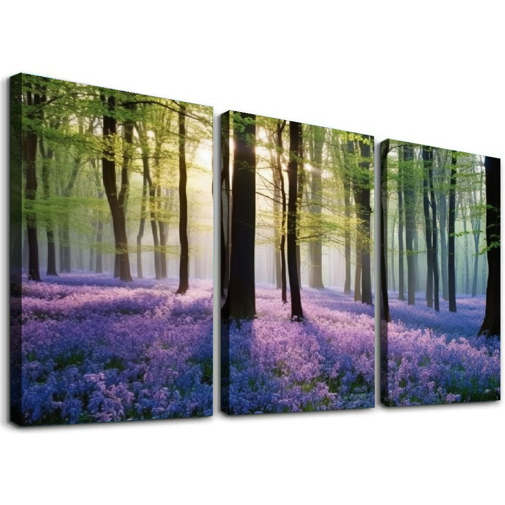 ONETECH Wall Art Purple Flower Trees Scenery Canvas Print Posters ...
