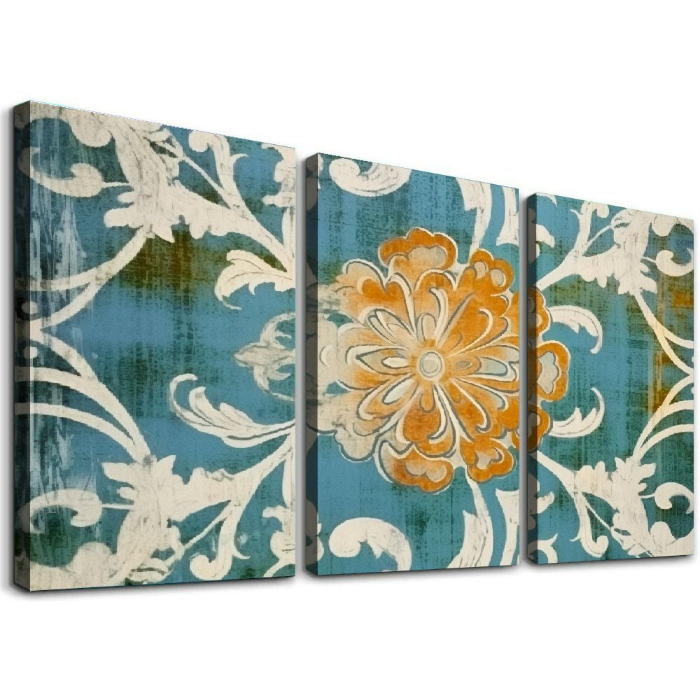 ONETECH Wall Art Vintage Flowers Pattern Canvas Prints Pictures for ...