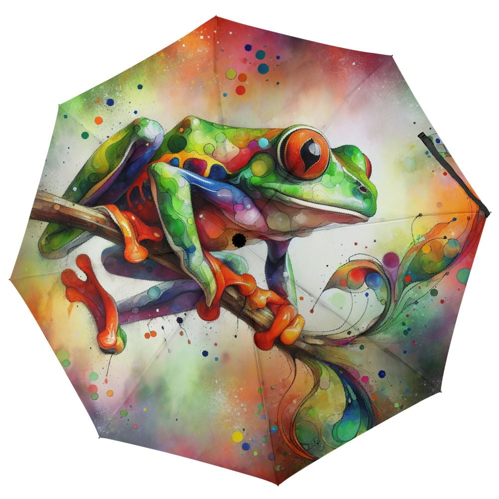 ONETECH Watercolor Animal Style Frog Pattern Three-Fold Umbrella ...