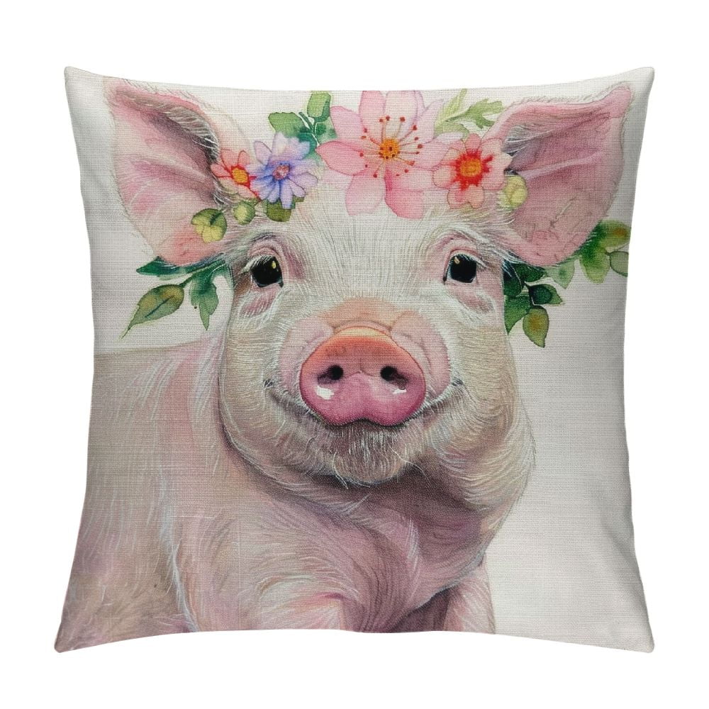ONETECH Watercolor Animals Pig Throw Pillow Covers Farmhouse Decorative ...