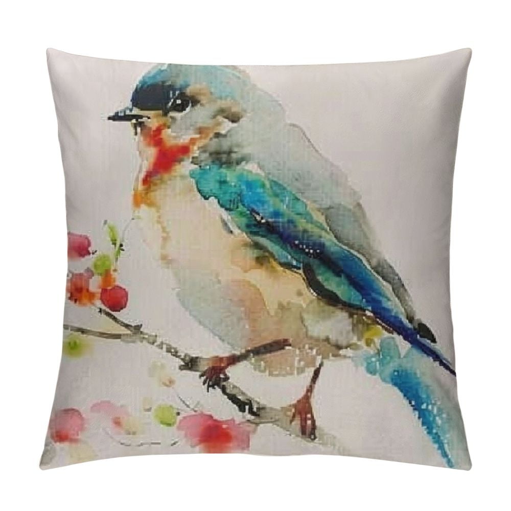 ONETECH Watercolor Birds Throw Pillow Covers Vintage Cute Robin ...