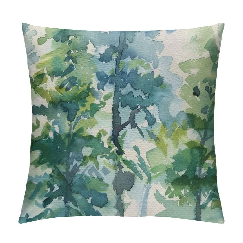 FUMJ Watercolor Dark Green Tree Pillow Cover, Nature Themed Christmas ...