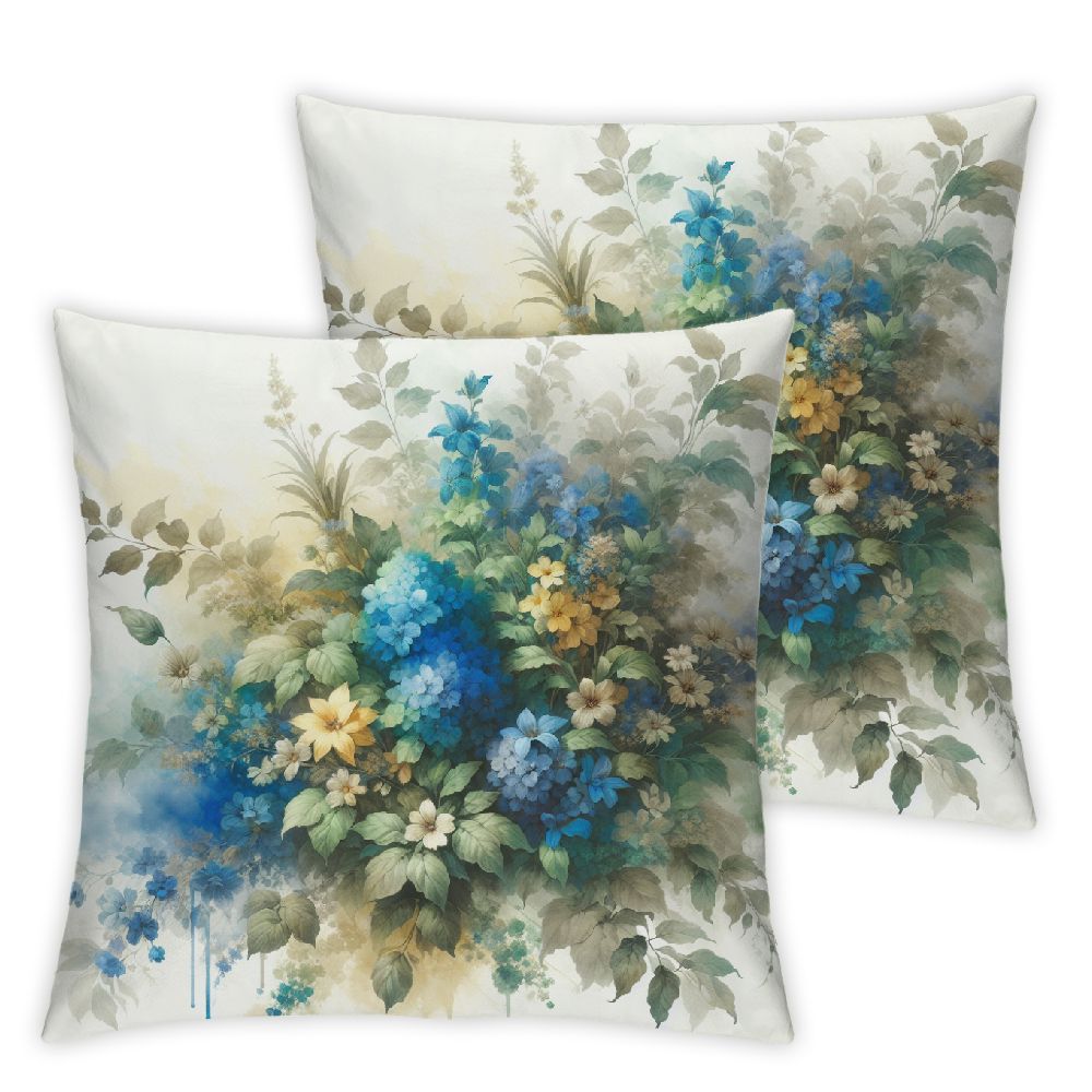 ONETECH Watercolor Floral Wildflowers Blue Yellow Summer Butterflies ...