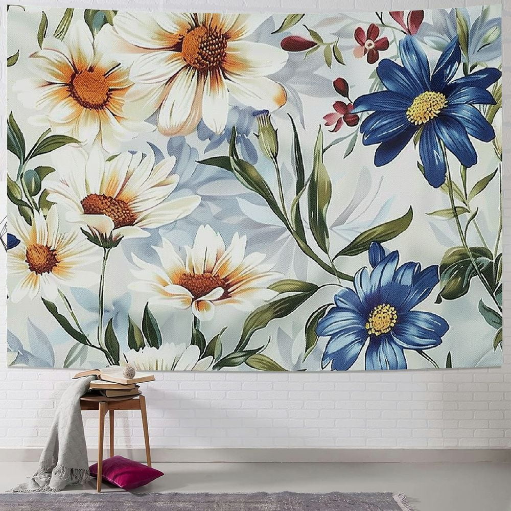ONETECH Watercolor Flower Tapestry, Wildflowers and Cornflowers Daisies ...