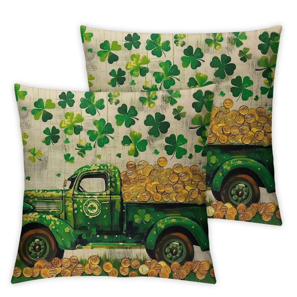ONETECH Watercolor Lucky Clover Truck Lumbar Throw Pillow Cover, St ...
