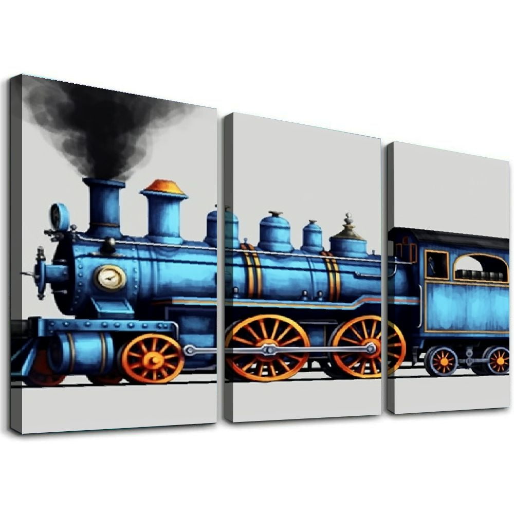 ONETECH Watercolor Train Canvas Wall Art Transportation Steam ...