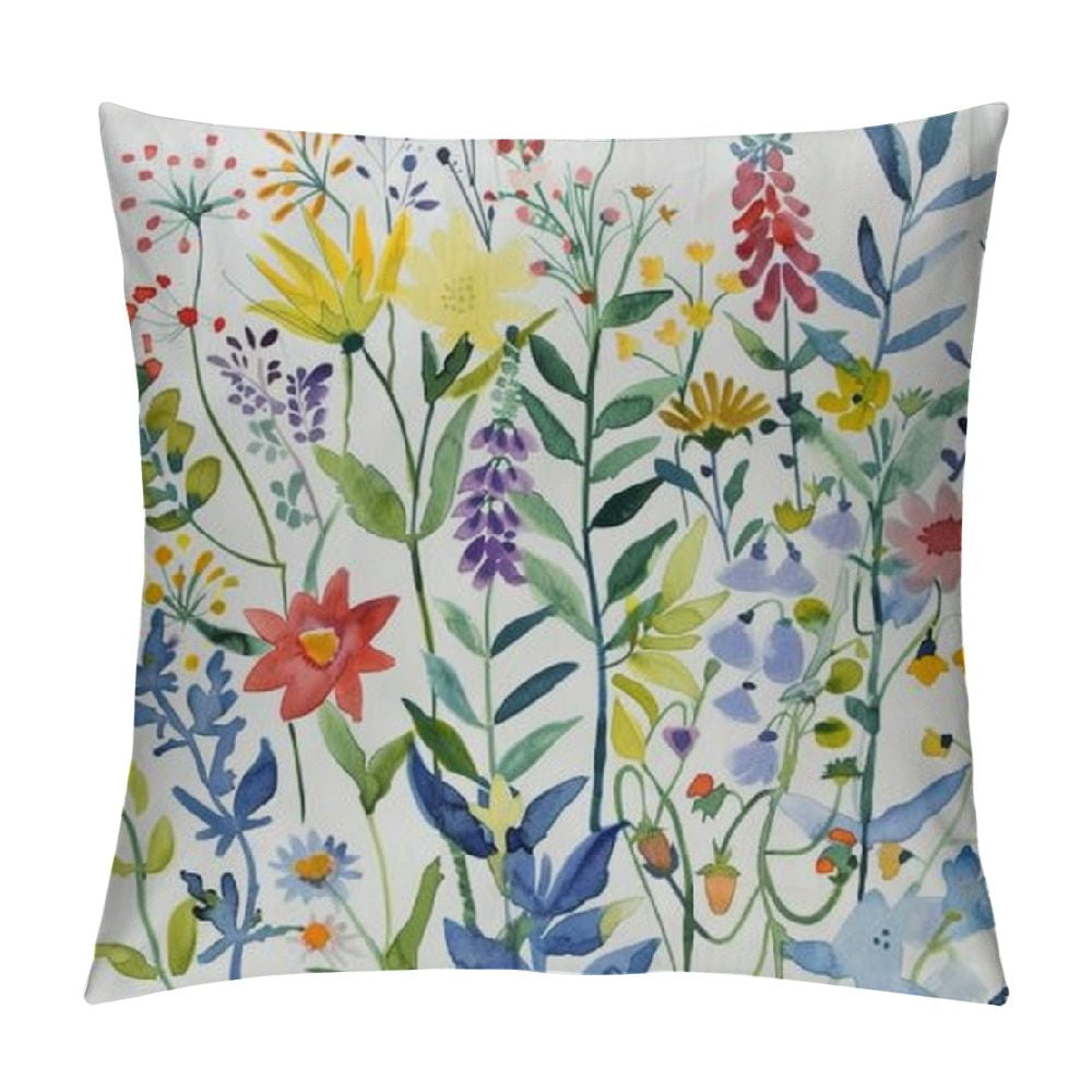 ONETECH Watercolor Wildflower Summer Cottagecore Throw Pillow Covers ...