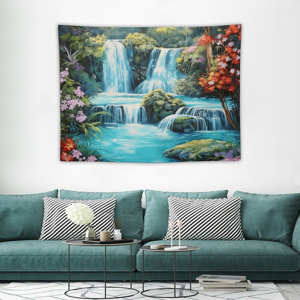 ONETECH Waterfall Tapestry, Mountain and Forest Creek Tree Tapestry ...