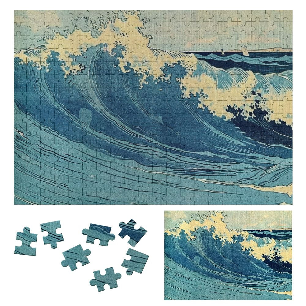 ONETECH Wave Ocean Person Wooden Jigsaw Puzzle Challenging Difficult ...