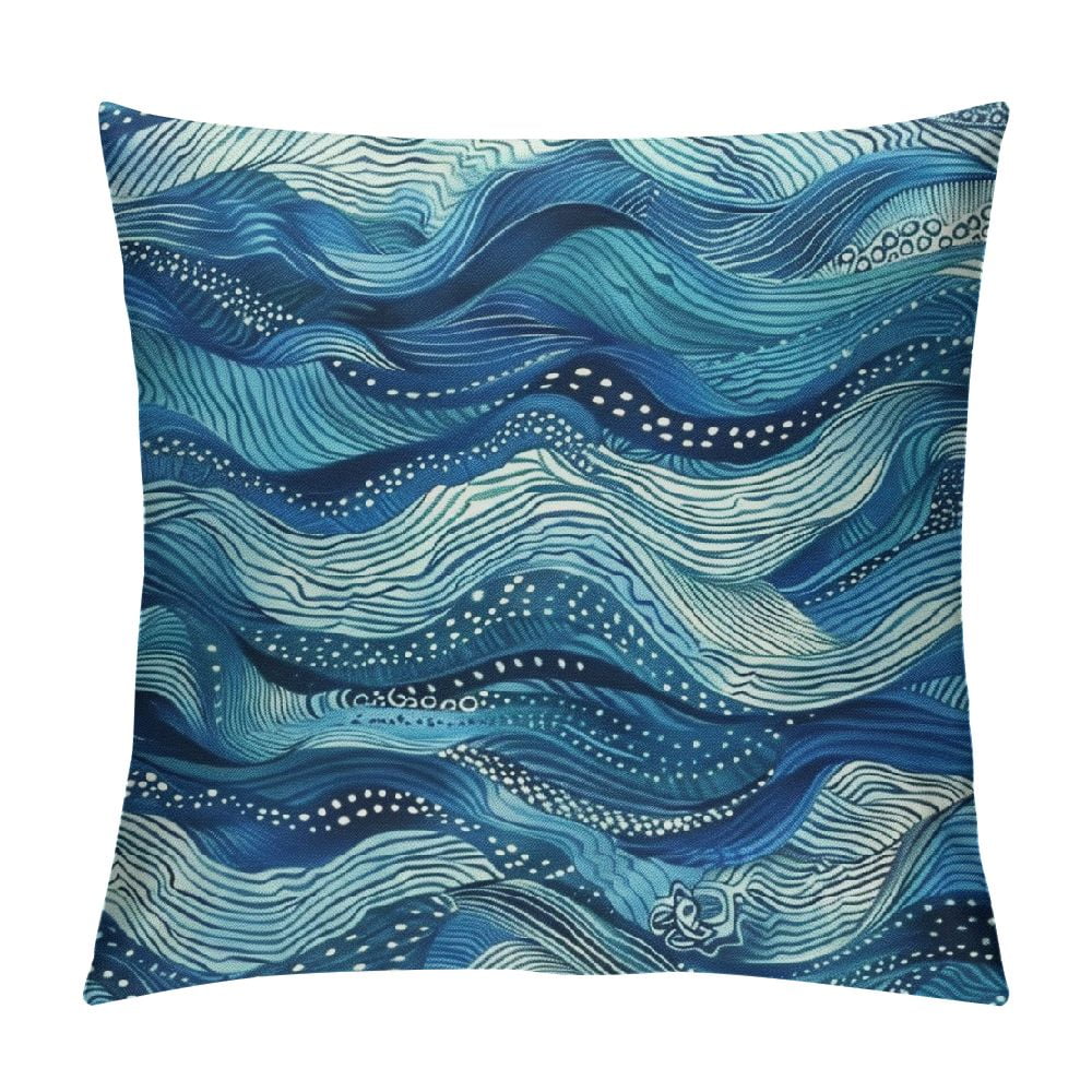 FUMJ Wave Pillows Ocean Sea Water Gradient Blue Beach Waves Lines ...