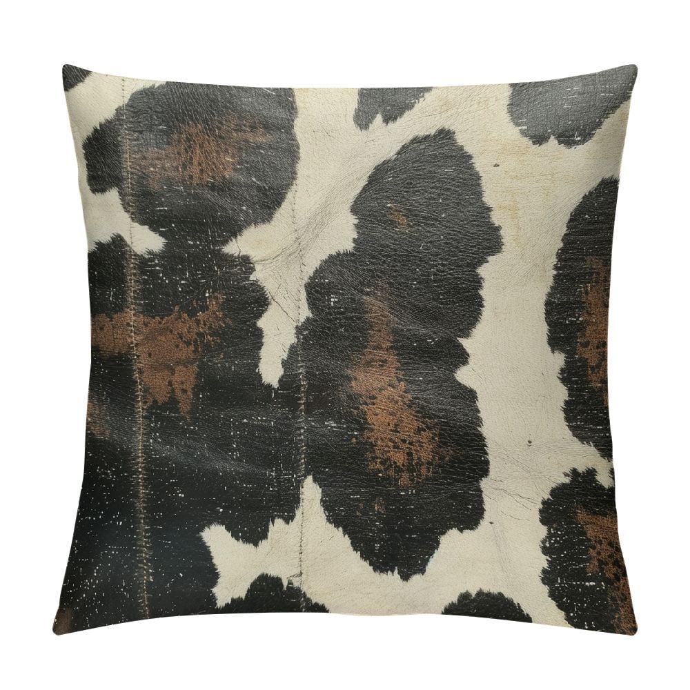 ONETECH Western Cow Print Pillow Covers Black White Brown Cowhide ...