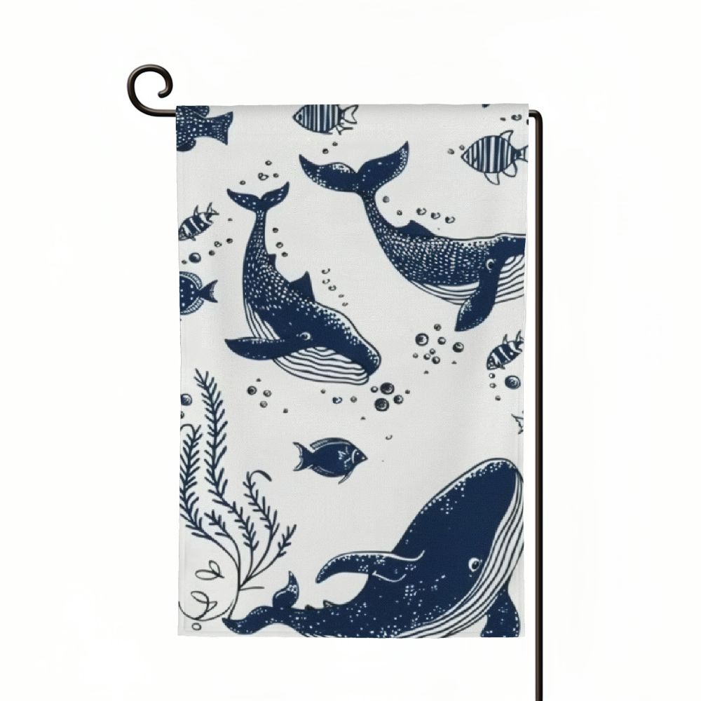 ONETECH Whale Fish Ocean Garden Flag 12x18in Decorations Burlap Yard ...