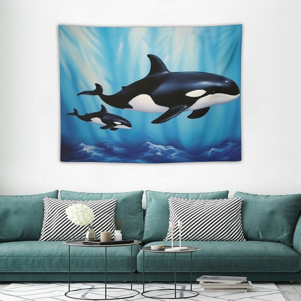 ONETECH Whale Tapestry, Orca Family Mother and Swimming in The Ocean ...