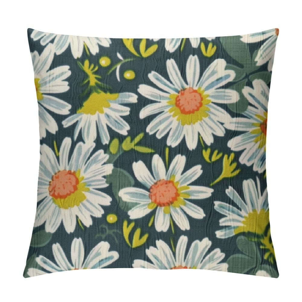 FUMJ White Blooming Daisy Green Flower Stems Pillowcases Floral Art ...