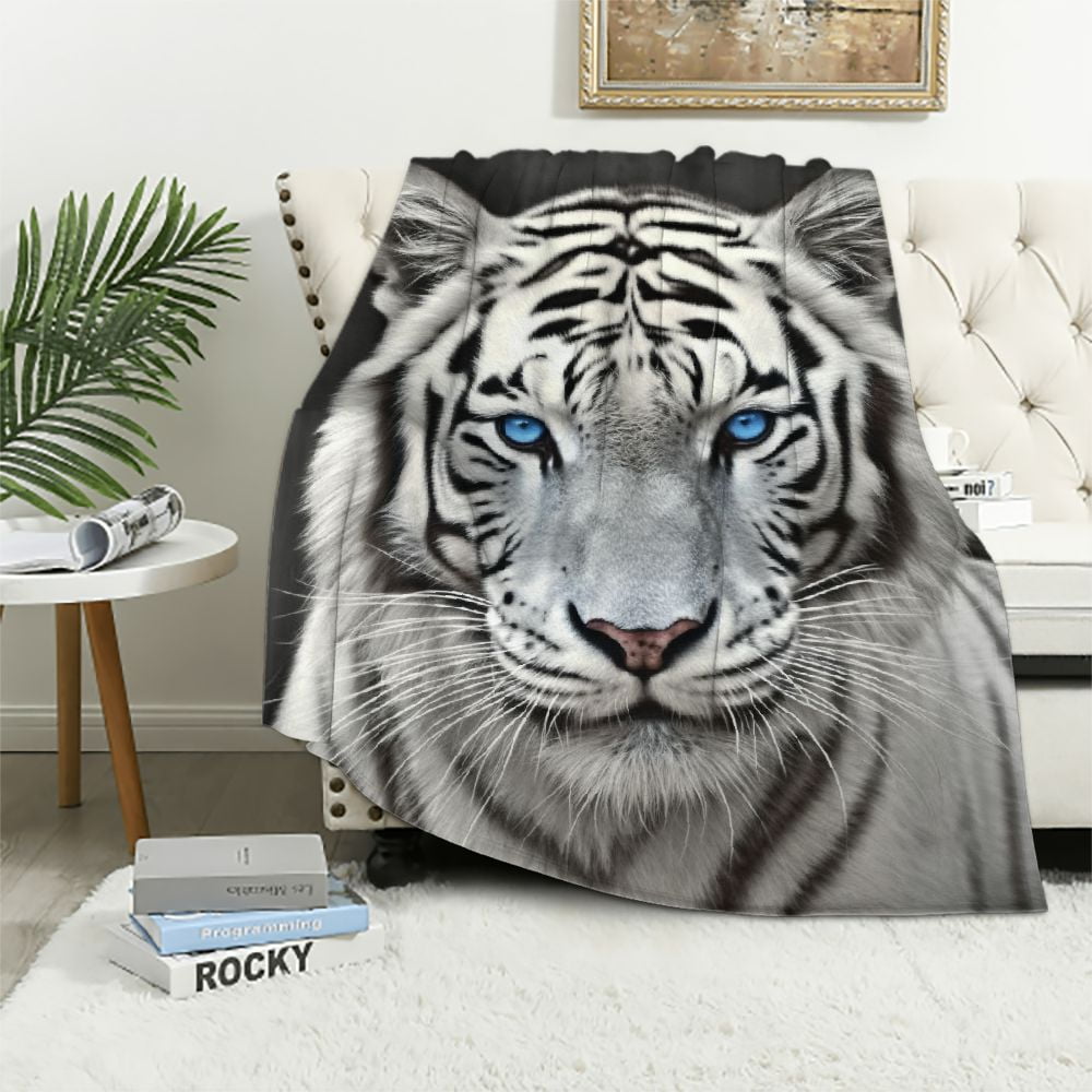 ONETECH White Tiger Blanket Animal Plush Warm Throw Blanket Soft ...