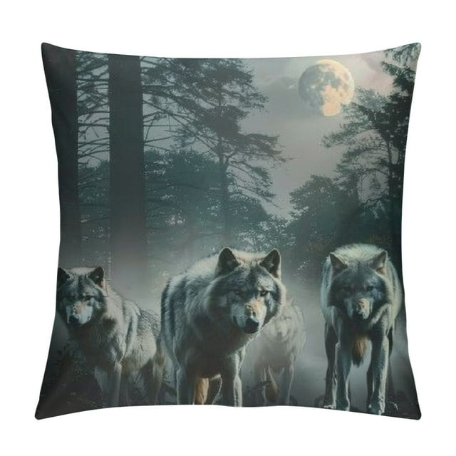 ONETECH White Wolf Throw Pillow Covers for Couch Sofa Bed, Wolves ...